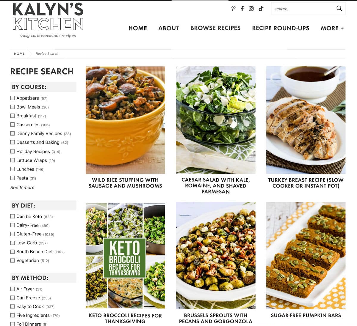 My Filtered Recipe Search can help you plan Thanksgiving – Kalyn's Kitchen